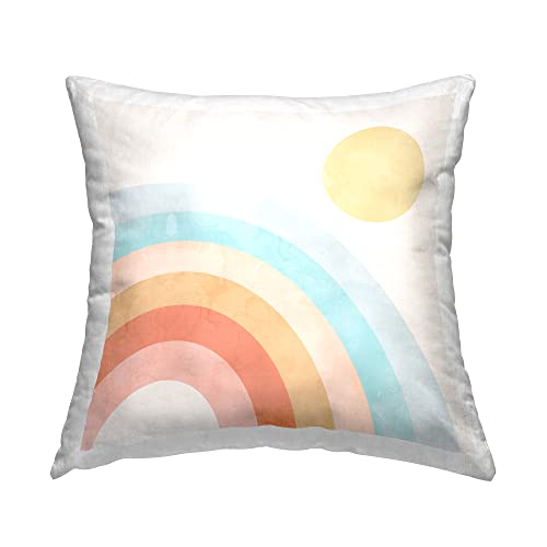 Stupell Industries Retro Rising Sun Pastel Arch Rainbow Design by Daphne Polselli Throw Pillow, 18 x 18, Multi-Color