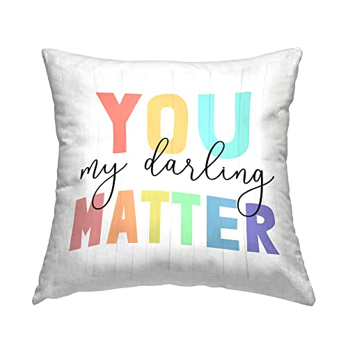 Stupell Industries Matter Bold Rainbow Block Letters Phrase Design by Daphne Polselli Throw Pillow, 18 x 18, Multi-Color