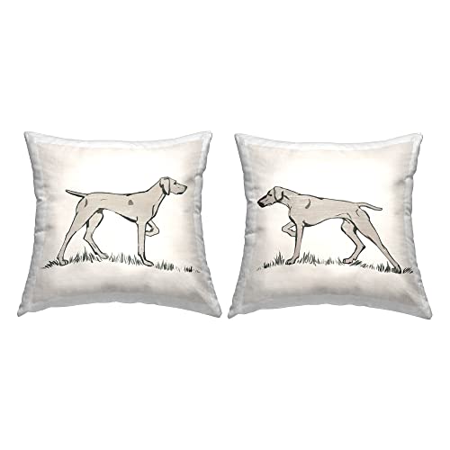 Stupell Industries Hunting Dog Casual Animal Nature Design by Grace Popp Throw (Set of 2) Pillow, 18 x 18, Off- White