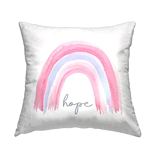 Stupell Industries Pastel Pink Rainbow Uplifting Hope Calligraphy Design by Elizabeth Tyndall Throw Pillow, 18 x 18