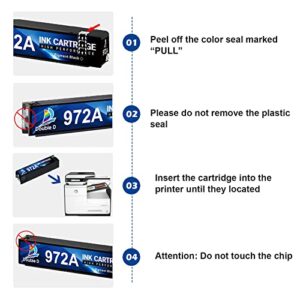 DOUBLE D (Upgraded Chip Compatible Ink Cartridge Replacement for HP 972 972A for HP PageWide 377dw, PageWide Pro 477dw 477dn 577dw 577z 452dn 452dw 552dw P55250dw P57750dw, 4PACK