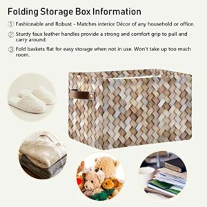 xigua Wicker Rattan Storage Basket Durable Canvas Storage Bins with Handles Large Collapsible Storage Bins Boxes for Shelves,Home Office,Toys,Closet & Laundry- 2PCS