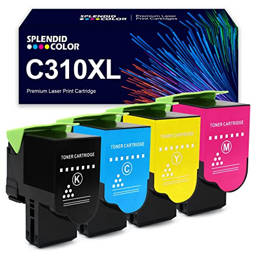 Splendidcolor Remanufactured High Yield 4-Color C310 C315 Toner Cartridge Replacement for Xerox C310 C315 Printer(006R04356 006R04357 006R04358 006R04359).