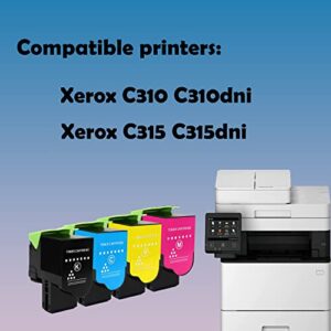 Splendidcolor Remanufactured High Yield 4-Color C310 C315 Toner Cartridge Replacement for Xerox C310 C315 Printer(006R04356 006R04357 006R04358 006R04359).