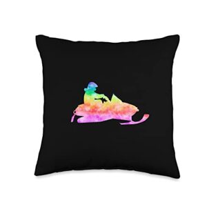 tie dye snowmobile dm tie dye snowmobile throw pillow, 16x16, multicolor