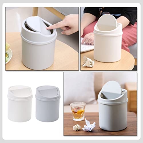 LIFKOME Mini Wastebasket Trash Can: 2pcs Tiny Desktop Waste Garbage Bin with Swing Lid for Home Office Kitchen Vanity Tabletop