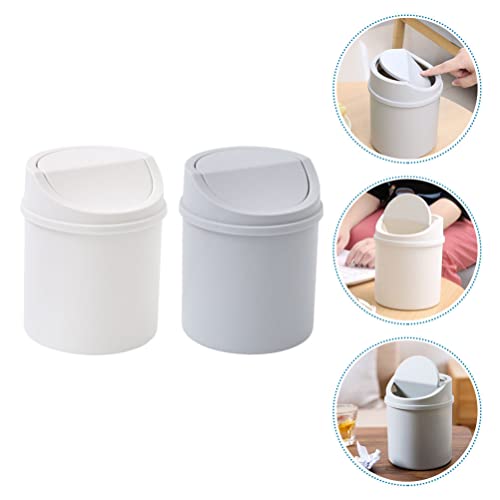 LIFKOME Mini Wastebasket Trash Can: 2pcs Tiny Desktop Waste Garbage Bin with Swing Lid for Home Office Kitchen Vanity Tabletop