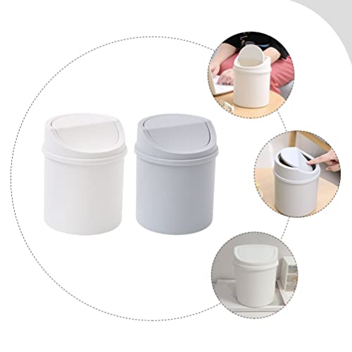 LIFKOME Mini Wastebasket Trash Can: 2pcs Tiny Desktop Waste Garbage Bin with Swing Lid for Home Office Kitchen Vanity Tabletop