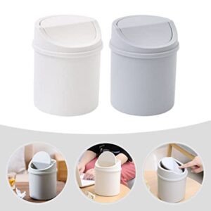 LIFKOME Mini Wastebasket Trash Can: 2pcs Tiny Desktop Waste Garbage Bin with Swing Lid for Home Office Kitchen Vanity Tabletop