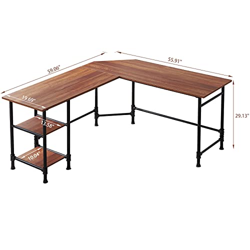 TEAKMAMA L Shaped Computer Desk, Computer Corner Desk, Gaming Desk, Sturdy Office Desk, Modern Simple Study Desk, Writing Computer Desk, Home Office Desks, Rustic Computer Table, Easy to Assemble