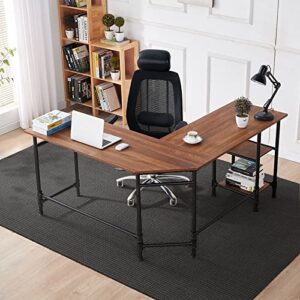 TEAKMAMA L Shaped Computer Desk, Computer Corner Desk, Gaming Desk, Sturdy Office Desk, Modern Simple Study Desk, Writing Computer Desk, Home Office Desks, Rustic Computer Table, Easy to Assemble