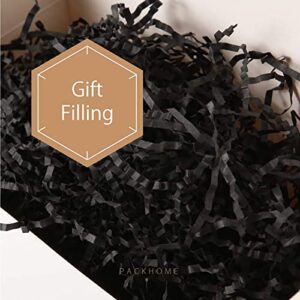 PACKHOME 1 LB Crinkle Cut Paper Shred Filler, Black Shredded Paper for Gift Baskets, Crinkle Paper for Gift Wrapping