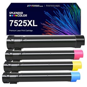 splendidcolor remanufactured 4pk 7525 toner cartridge 006r01513 006r01514 006r01515 006r01516 replacement for xerox workcentre 7525 7530 7535 7545 7556 7830 7835 7855 7970 printer.