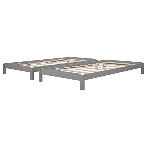 Merax 3 in 1 Classic Stackable Wood Platform Bed Low Day Bed Frame for Kids Boys Girls, No Box Spring Needed Twin Gray