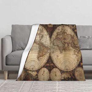 flannel blankets for bed,old world map drawn in s nostalgic style art historical atlas vintage design,soft throw blanket plush reversible microfiber fleece throw blanket 50x60