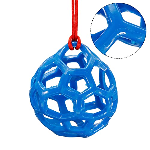 PATIKIL Horse Treat Ball Feeder, Rubber Goat Slow Feeding Hay Feeder Bag Relieve Stress Hanging with Rope for Stable Stall, Blue