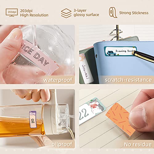 HPRT Label Makers Machine with 4 Tapes-Bluetooth Clear Label Maker Mini Waterproof Labels Compatible with iOS Android Home Office