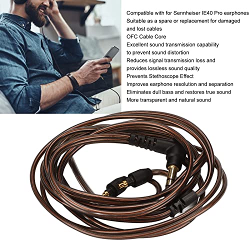 Earphone Replacement Upgrade Cable, 3.5mm Plug Lossless OFC Core Earphone Replacement Wire, Dedicated Cable for Sennheiser IE40 Pro Headphones