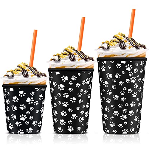 3 Pack Reusable Iced Coffee Sleeves, Jahomieo Insulator Sleeve for Cold Beverages, Neoprene Drink Sleeve Cup Holder for Starbucks Coffee, McDonalds, Dunkin Coffee，More