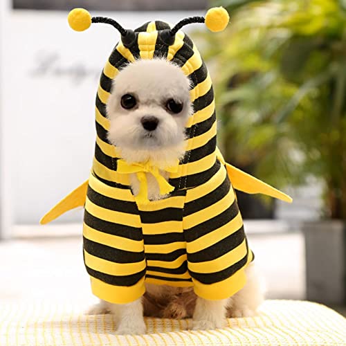 Pet Clothes for Medium Dogs Boys Pet Cartoon Bee Printing Sweater Dogs Cats Bee Sweater Set Bee Dressing Supplies Winter