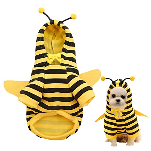 Pet Clothes for Medium Dogs Boys Pet Cartoon Bee Printing Sweater Dogs Cats Bee Sweater Set Bee Dressing Supplies Winter