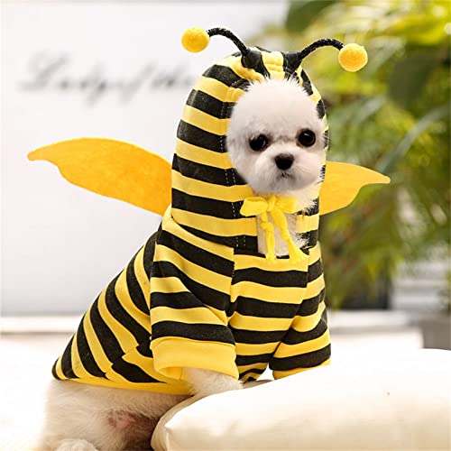 Pet Clothes for Medium Dogs Boys Pet Cartoon Bee Printing Sweater Dogs Cats Bee Sweater Set Bee Dressing Supplies Winter