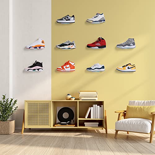 MVYAVYUS Colorful Acrylic Floating Sport Shoe Shelves, Wall Mounted Shoe Shelves, Sneaker or Shoe Box Display Shelves, Levitating Shoe Rack for Wall (10PCS)