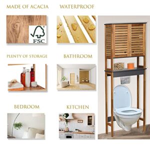 Evideco French Home Goods Over The Toilet Storage Cabinet Bathroom Elements Acacia - Gray Wood