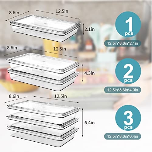 TLC Depot Fridge Organizer Food Storage Containers – 3 Clear Refrigerator Organizer Bins with Lids Stackable Containers – Shatterproof Plastic Fridge Organization and Storage Containers for Pantry