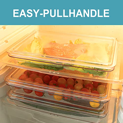 TLC Depot Fridge Organizer Food Storage Containers – 3 Clear Refrigerator Organizer Bins with Lids Stackable Containers – Shatterproof Plastic Fridge Organization and Storage Containers for Pantry