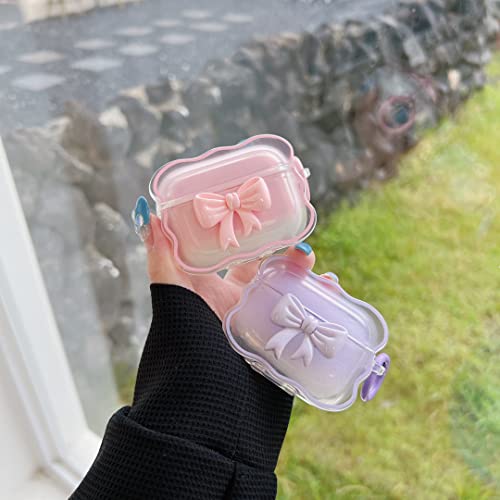 AirPod Pro 2nd Case Ponnky 3D Pink Bow Ties Cartoon Design Soft Silicone Skin Keychain Ring for Girls Boys Teens Pretty AirPods Pro 2nd - (Pink Bowtie)