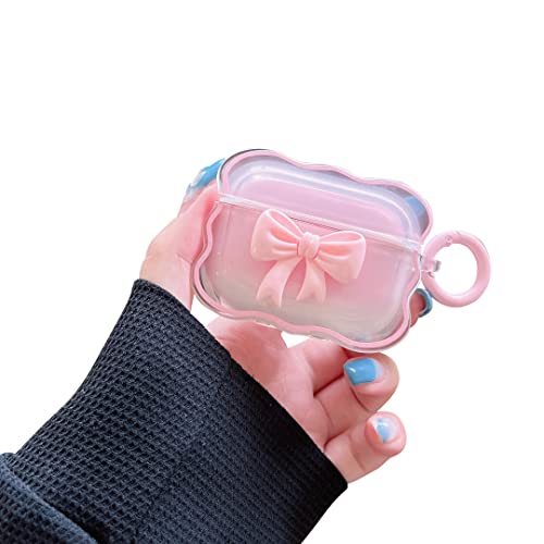 AirPod Pro 2nd Case Ponnky 3D Pink Bow Ties Cartoon Design Soft Silicone Skin Keychain Ring for Girls Boys Teens Pretty AirPods Pro 2nd - (Pink Bowtie)