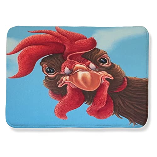 ZHENGJC Farmhouse Large Area Rugs British Cock Art Non Slip Bedroom Living Room Kitchen Carpets Hallways Doormats Quick Dry Bathroom Floor Mats Exercise Mat Rugs Home Decoration23.6x15.7in