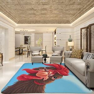 ZHENGJC Farmhouse Large Area Rugs British Cock Art Non Slip Bedroom Living Room Kitchen Carpets Hallways Doormats Quick Dry Bathroom Floor Mats Exercise Mat Rugs Home Decoration23.6x15.7in