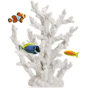 topzea artificial coral ornament, resin faux white coral reef aquarium decor decorative sea stony coral realistic underwater sea plant for fish tank decoration, bathroom, living room