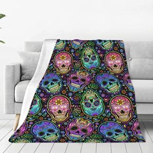 sugar skull flannel bed blanket throw lightweight blanket for bedroom living rooms sofa 60"x50" for men women kids gifts