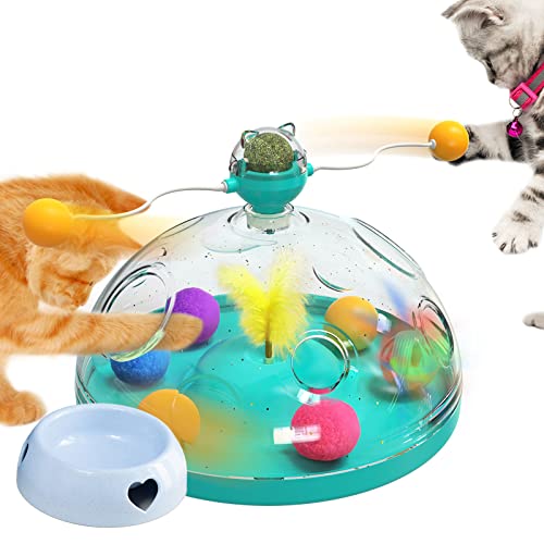 BOIWRCA Cat Toy, Indoor Cat Toy Treasure Chest, Most Loved Interactive Toys for Kittens, Multifunctional Educational Toys with Orbitballs, Feathers and Catnip, Fun Pet Gifts