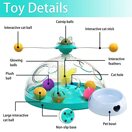 BOIWRCA Cat Toy, Indoor Cat Toy Treasure Chest, Most Loved Interactive Toys for Kittens, Multifunctional Educational Toys with Orbitballs, Feathers and Catnip, Fun Pet Gifts