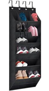 tioyoty over the door shoe organizer with large deep pockets door shoe rack for narrow door hanging multifunction shoe holder for dorm closet door, black