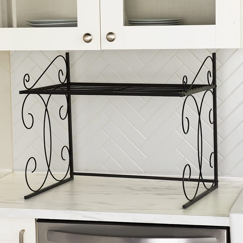 Over the Microwave Shelf - Kitchen Storage Organizer - Black