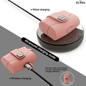 OCING 5 in One Airpods Pro Case Cover with Secured Lock (Designed in Oct. 2022), 360° Full Body Protective Case for Airpod Pro 2019 with Keychain, Supports Wireless Charging (Pink)