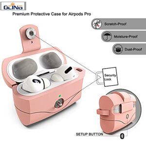 OCING 5 in One Airpods Pro Case Cover with Secured Lock (Designed in Oct. 2022), 360° Full Body Protective Case for Airpod Pro 2019 with Keychain, Supports Wireless Charging (Pink)