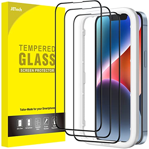 JETech Full Coverage Screen Protector for iPhone 14 Plus 6.7-Inch (NOT FOR iPhone 14 6.1-Inch), Black Edge Tempered Glass Film with Easy Installation Tool, Case-Friendly, HD Clear, 3-Pack