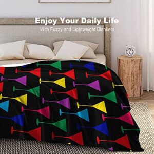 Color Martini Glass Funny Flannel Throw Blanket Soft Lightweight Blankets for Sofa Couch Bedroom