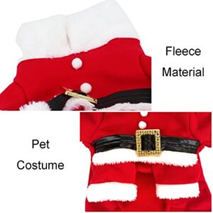 Ornaous Cute Dog Cat Christmas Santa Claus Costume, Pet Xmas Cosplay Dress, Puppy Fleece Warm Outfit for Holiday（L Size）