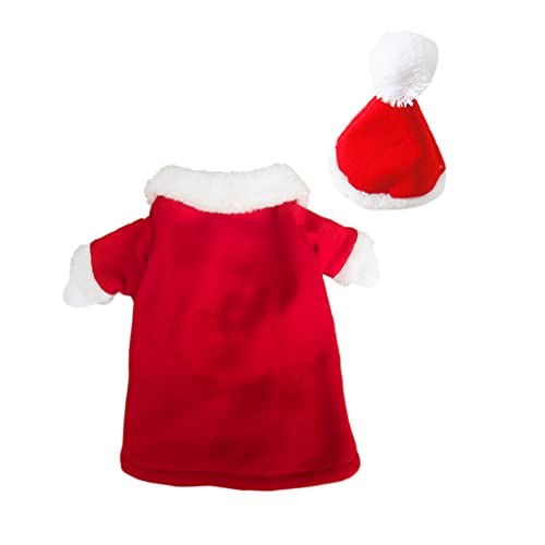 Ornaous Cute Dog Cat Christmas Santa Claus Costume, Pet Xmas Cosplay Dress, Puppy Fleece Warm Outfit for Holiday（L Size）