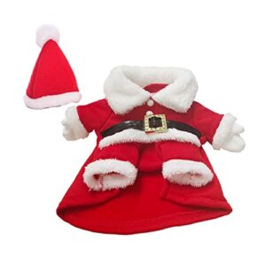 Ornaous Cute Dog Cat Christmas Santa Claus Costume, Pet Xmas Cosplay Dress, Puppy Fleece Warm Outfit for Holiday（L Size）