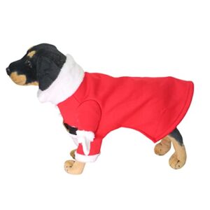 Ornaous Cute Dog Cat Christmas Santa Claus Costume, Pet Xmas Cosplay Dress, Puppy Fleece Warm Outfit for Holiday（L Size）