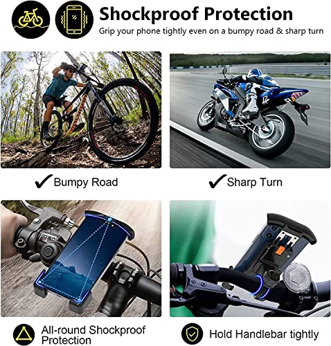 Asunby Bike Phone Holder Motorcycle Phone Mount Motorcycle Handlebar Cell Phone Clamp Scooter Phone Clip for iPhone 14 Plus / Pro Max, 13 Pro Max, S9, S10 and More 4.7" - 6.8" Smartphones