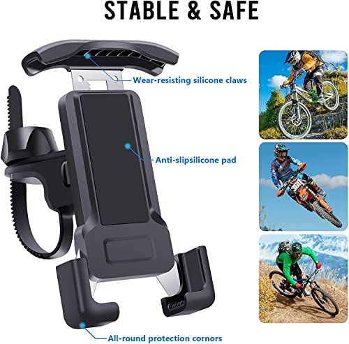 Asunby Bike Phone Holder Motorcycle Phone Mount Motorcycle Handlebar Cell Phone Clamp Scooter Phone Clip for iPhone 14 Plus / Pro Max, 13 Pro Max, S9, S10 and More 4.7" - 6.8" Smartphones